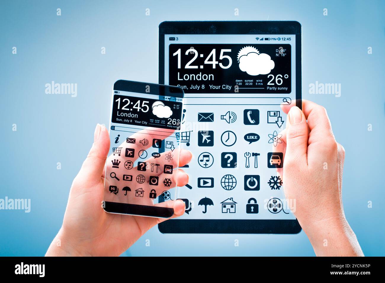 Smart phone (phablet) and tablet with a transparent display in human ...