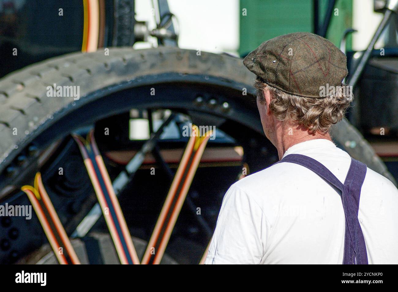 A driver admires the 1921 black Fowler steam engine number 15748 at the ...