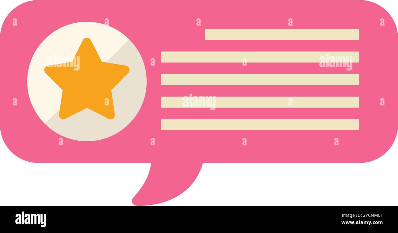 Pink speech bubble showing a customer review with a star rating system ...