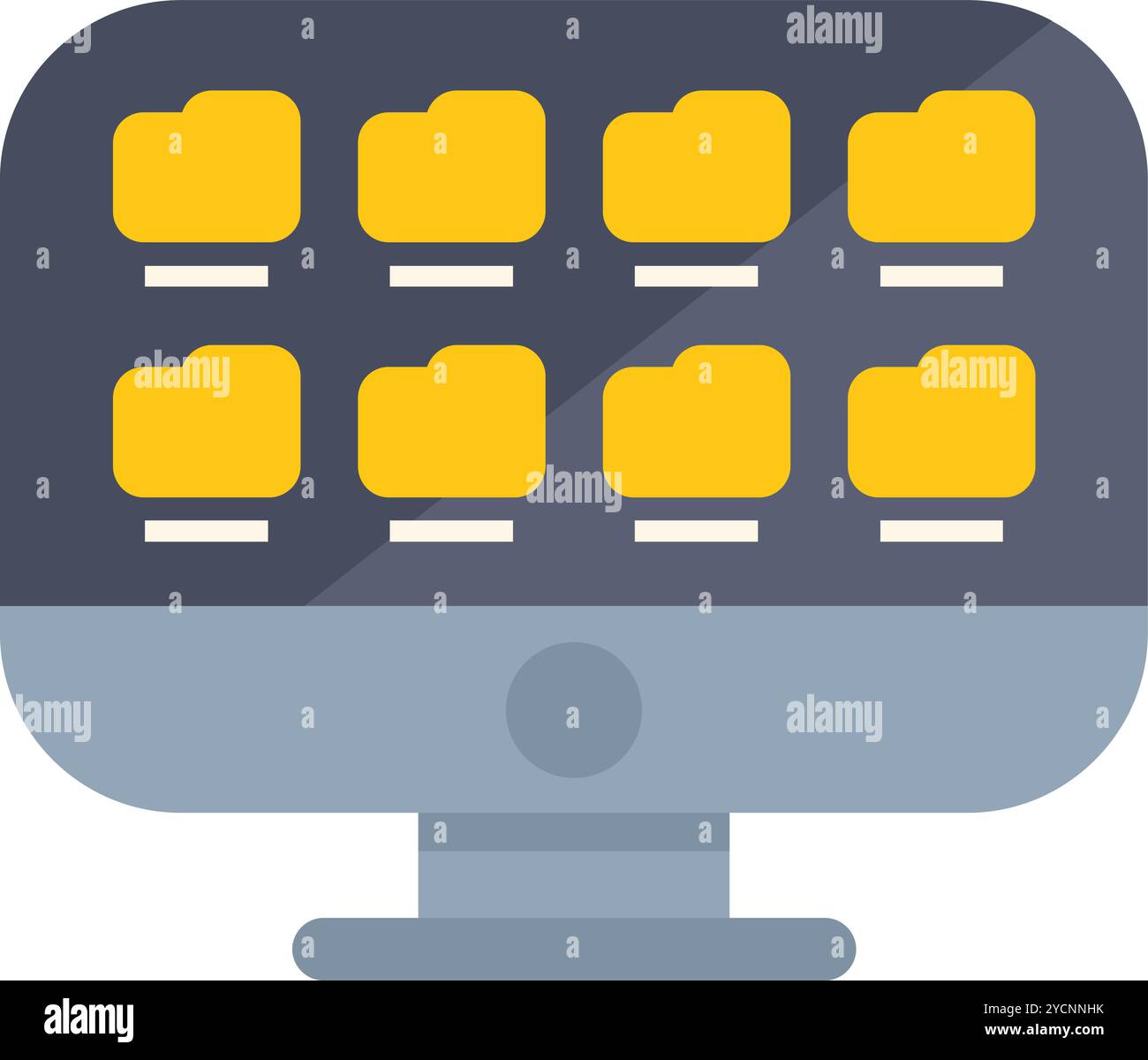 This vector illustration shows a desktop computer screen with multiple ...