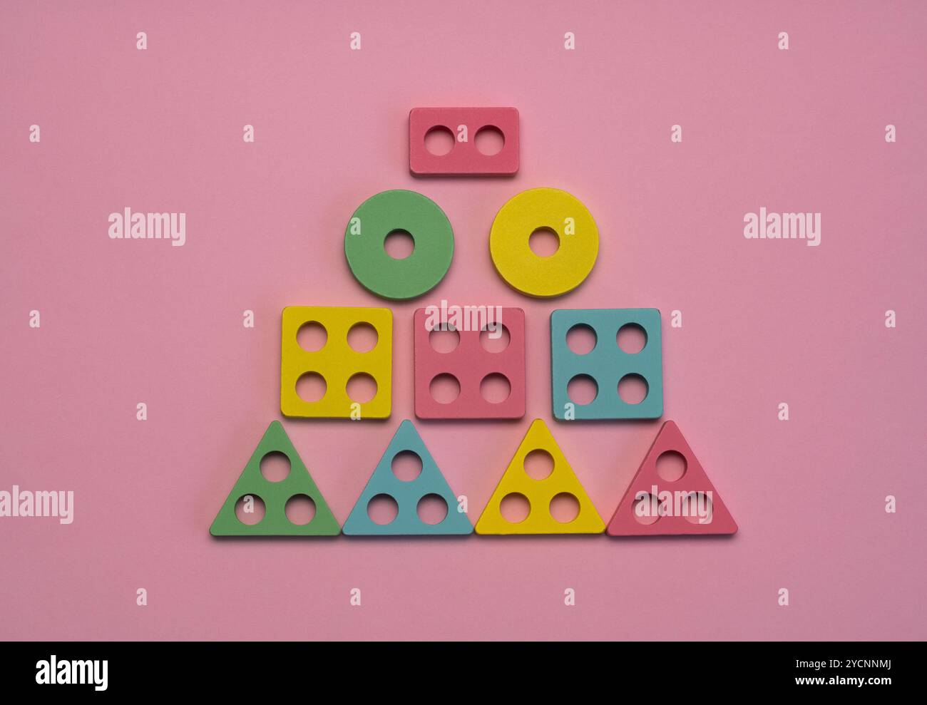 Various geometric shapes of circles, triangles, squares are formed on a ...