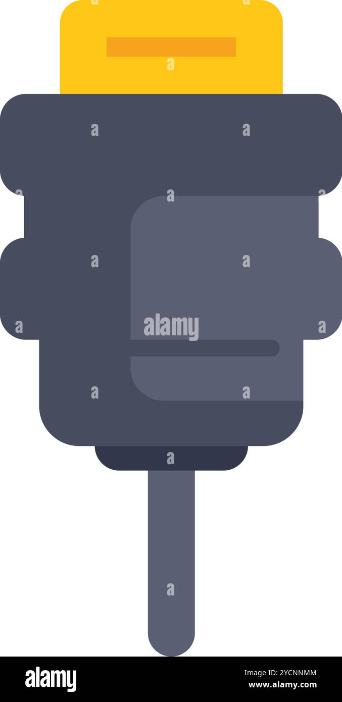 This flat vector icon depicts an hdmi cable connector, used for ...