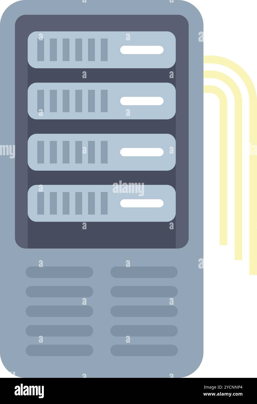 Illustration of a server rack with network cables, symbolizing data ...
