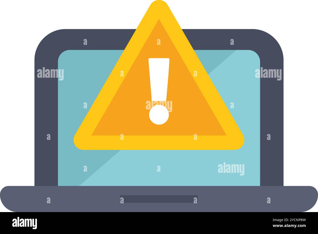 Yellow laptop exclamation mark icon Cut Out Stock Images & Pictures - Alamy