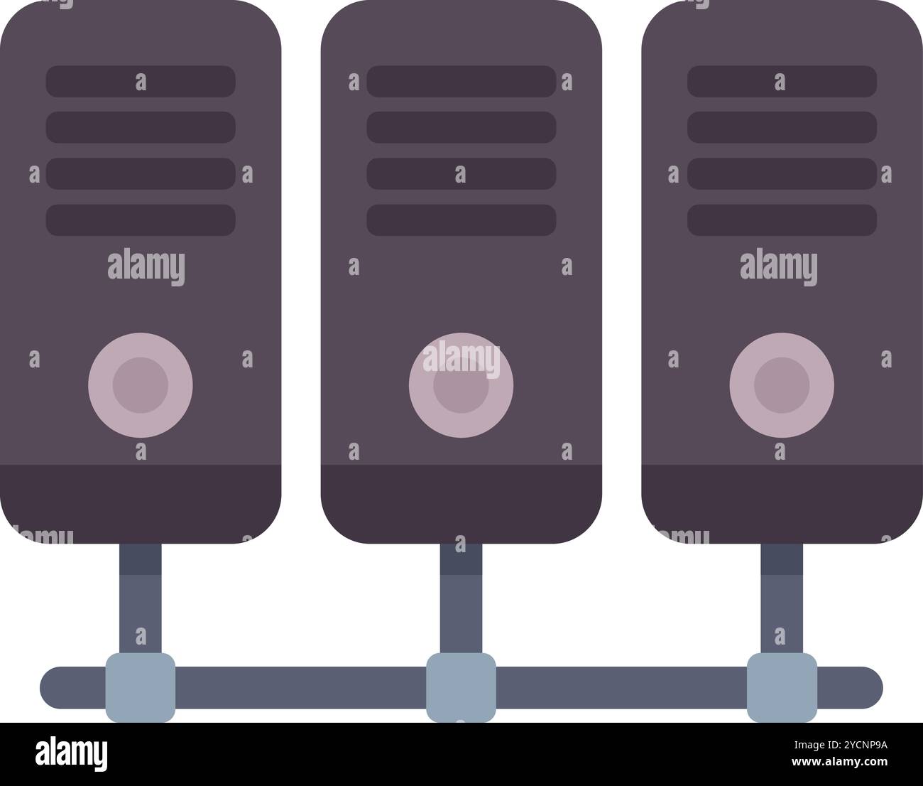 Server Rack Icon In Flat Style Showing Three Servers Connected To A Network Representing Data
