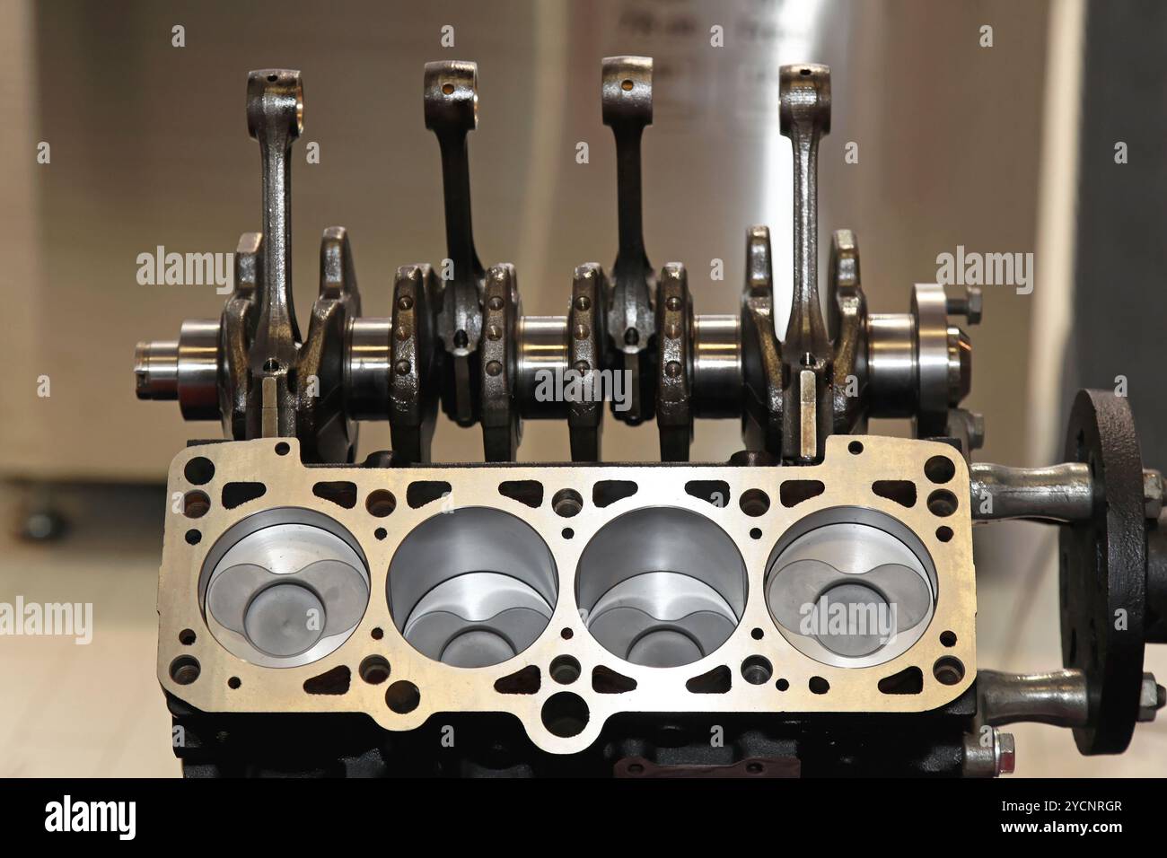 Open engine block and crankshaft in service garage Stock Photo - Alamy