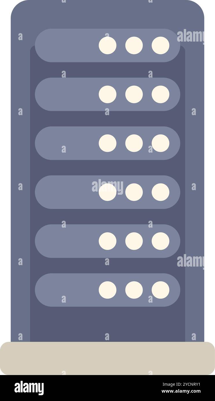Illustration Of A Data Center Server Storing Digital Information With Indicator Lights Glowing