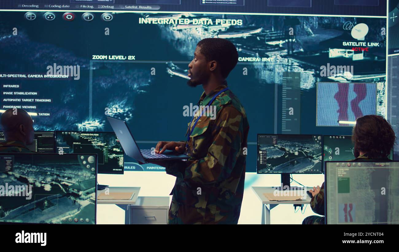 Army officer examines satellite radar footage to gather intelligence ...