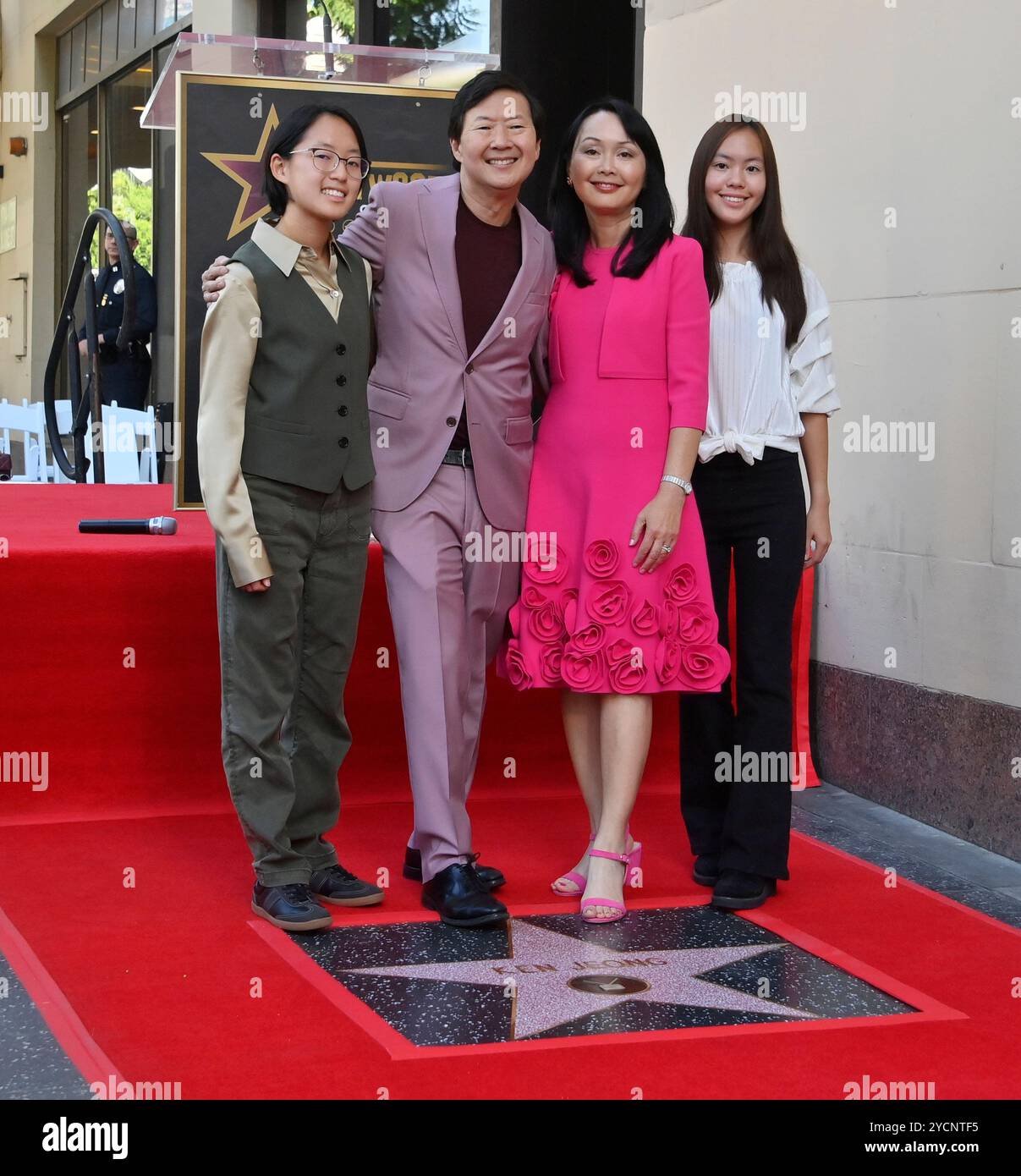 Actor Ken Jeong (2nd-L) is joined by his wife Tran Ho (3rd-L) and daughters Alexa (L) and Zooey ...