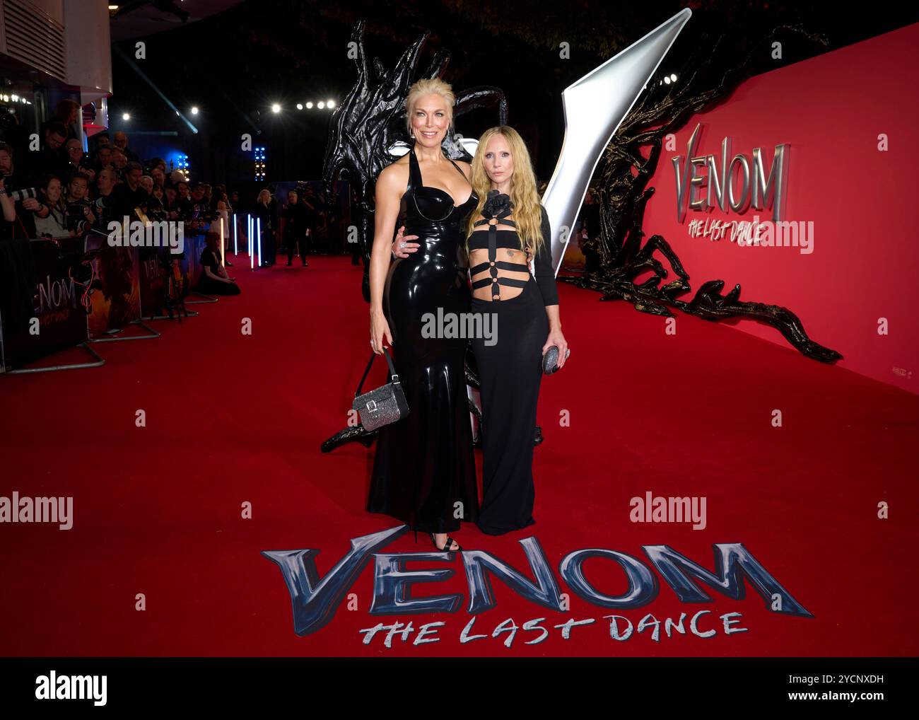 Hannah Waddingham, left, and Juno Temple pose for photographers upon ...