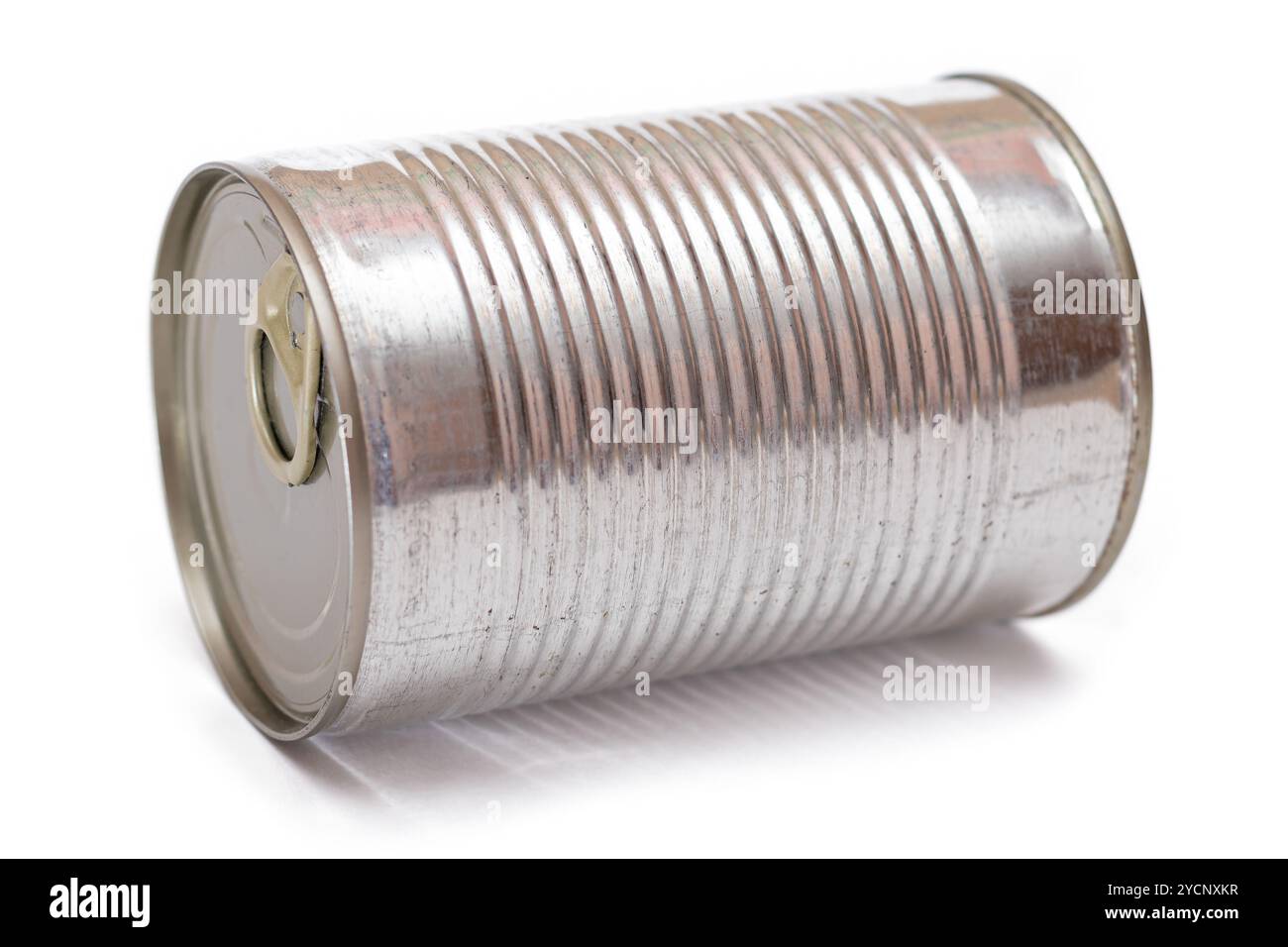 Round Unopened Tin Can Isolated on White Background. Canned Food ...