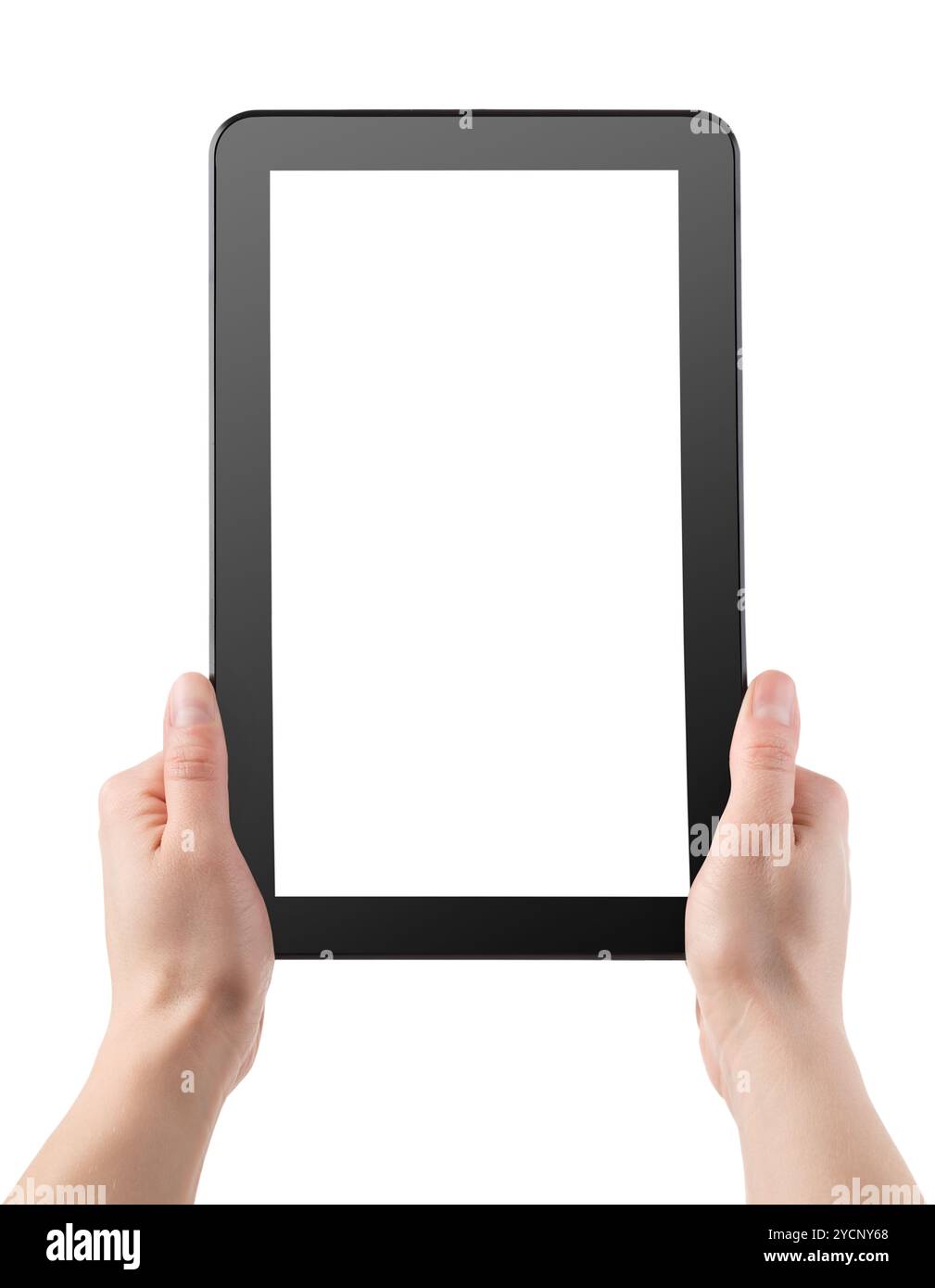 Tablet screen hands hold Cut Out Stock Images & Pictures - Alamy