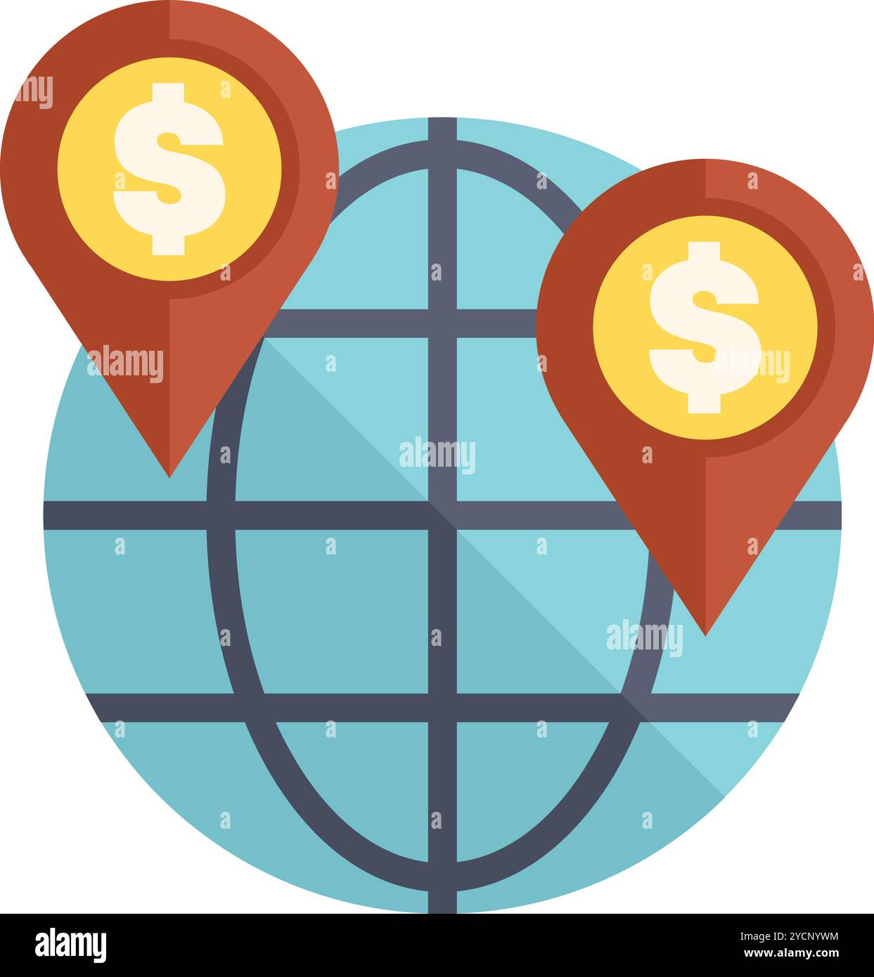 World map yellow destination markers hi-res stock photography and ...