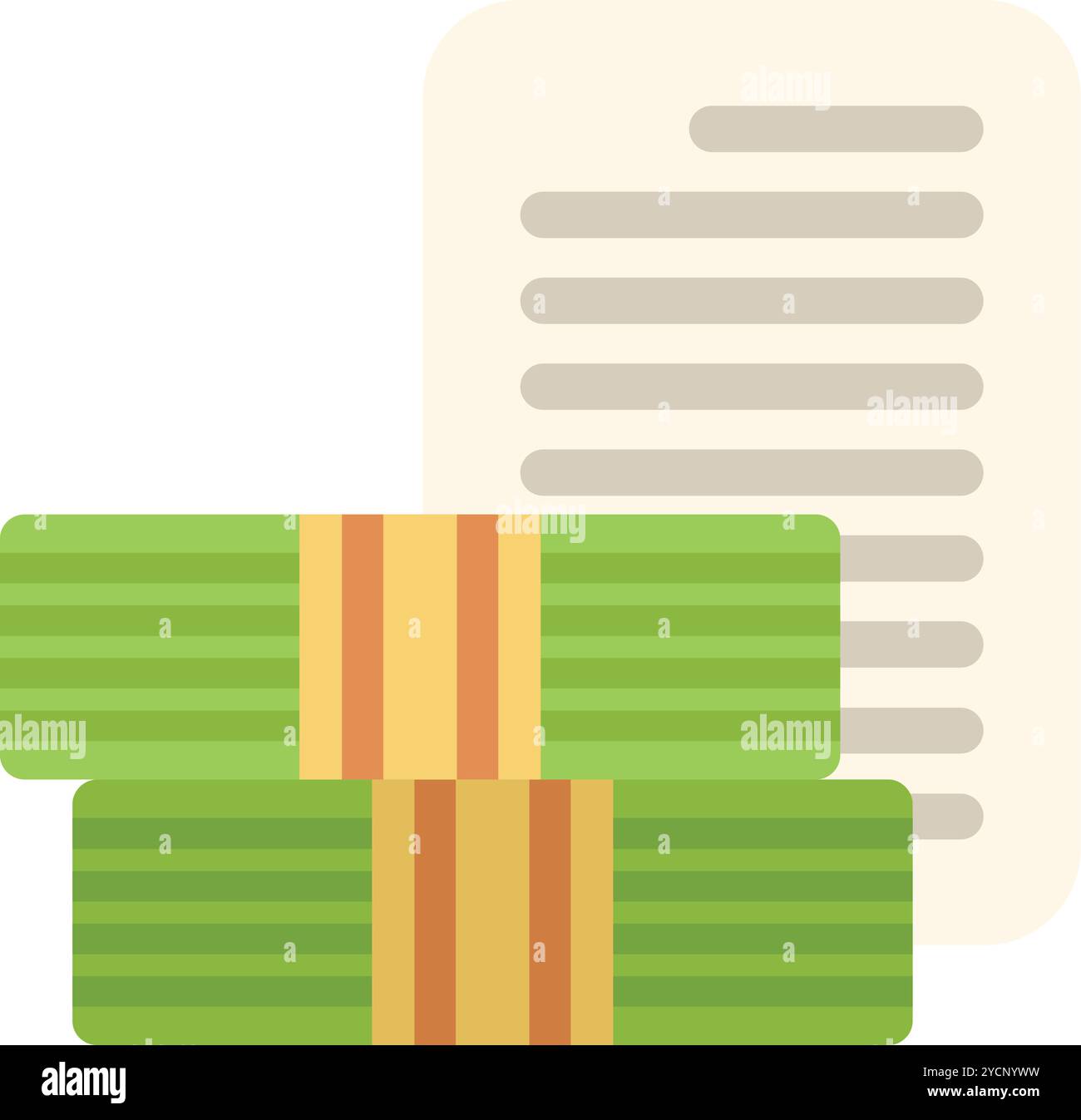 Stack of banknotes representing loan agreement with paper document ...