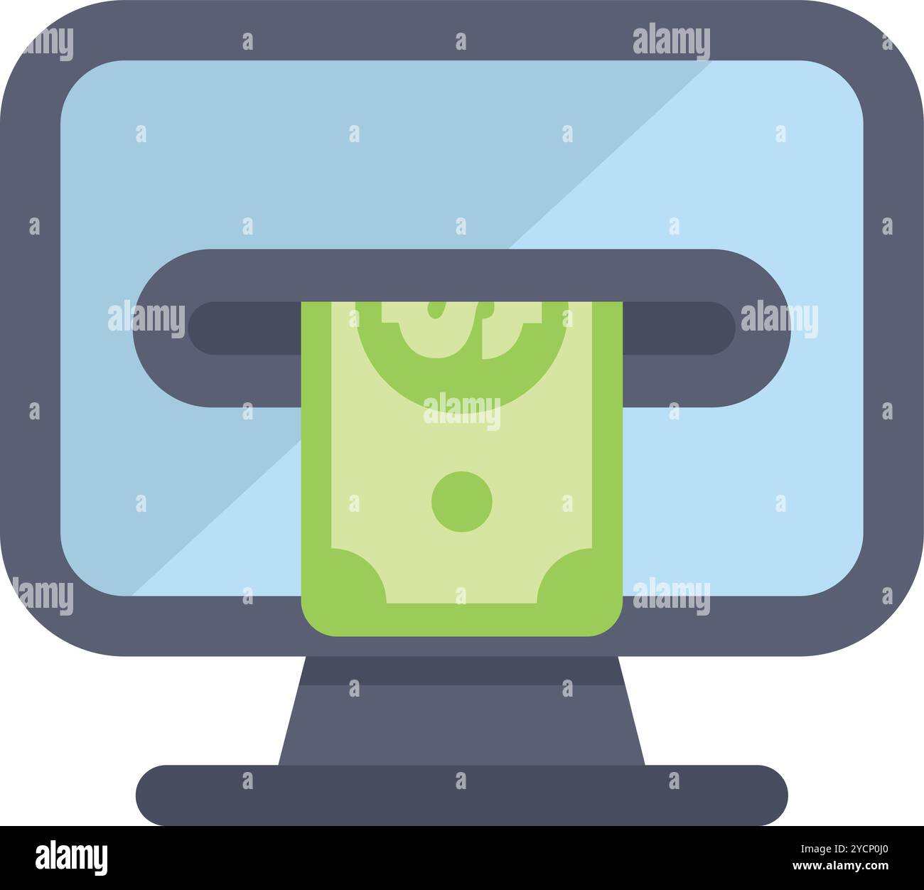 Banknote being inserted into a computer screen representing online ...