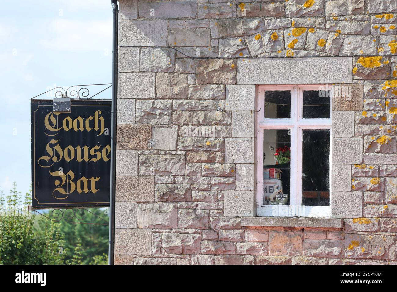 Pub name sign gable wall rural Irish pub Irish village public house ...