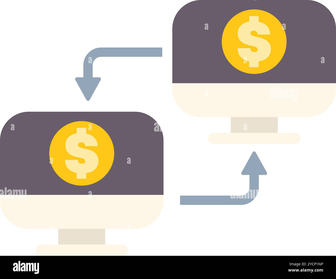Money transferring between two computers using internet connection ...