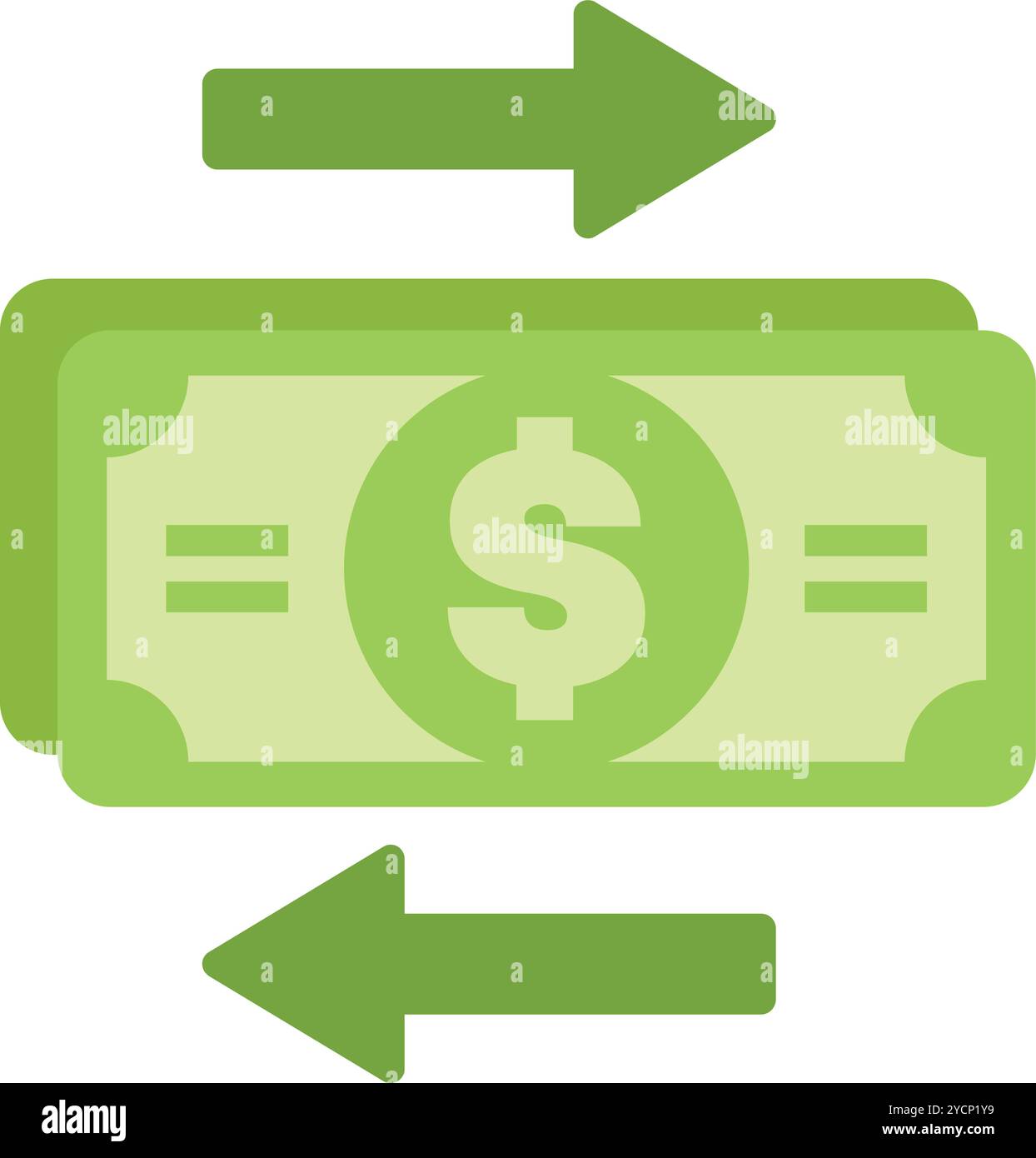 Green dollar bills with arrows representing sending and receiving money ...
