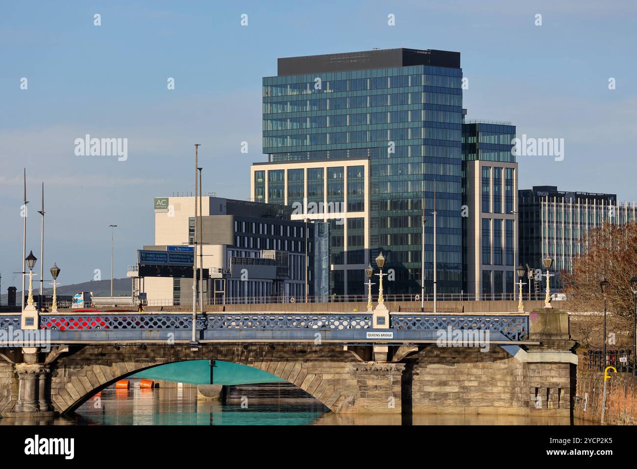 City Quays development offices Belfast Harbour behind Queen's Bridge ...