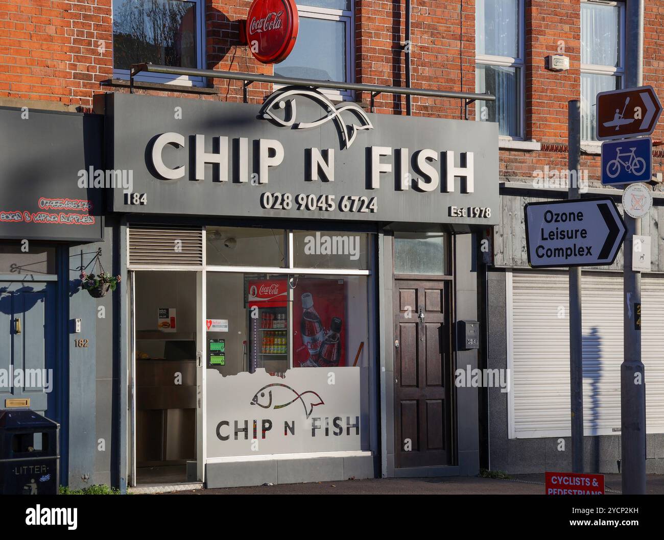 East Belfast chip shop, exterior shop front Chip n Fish hot food ...