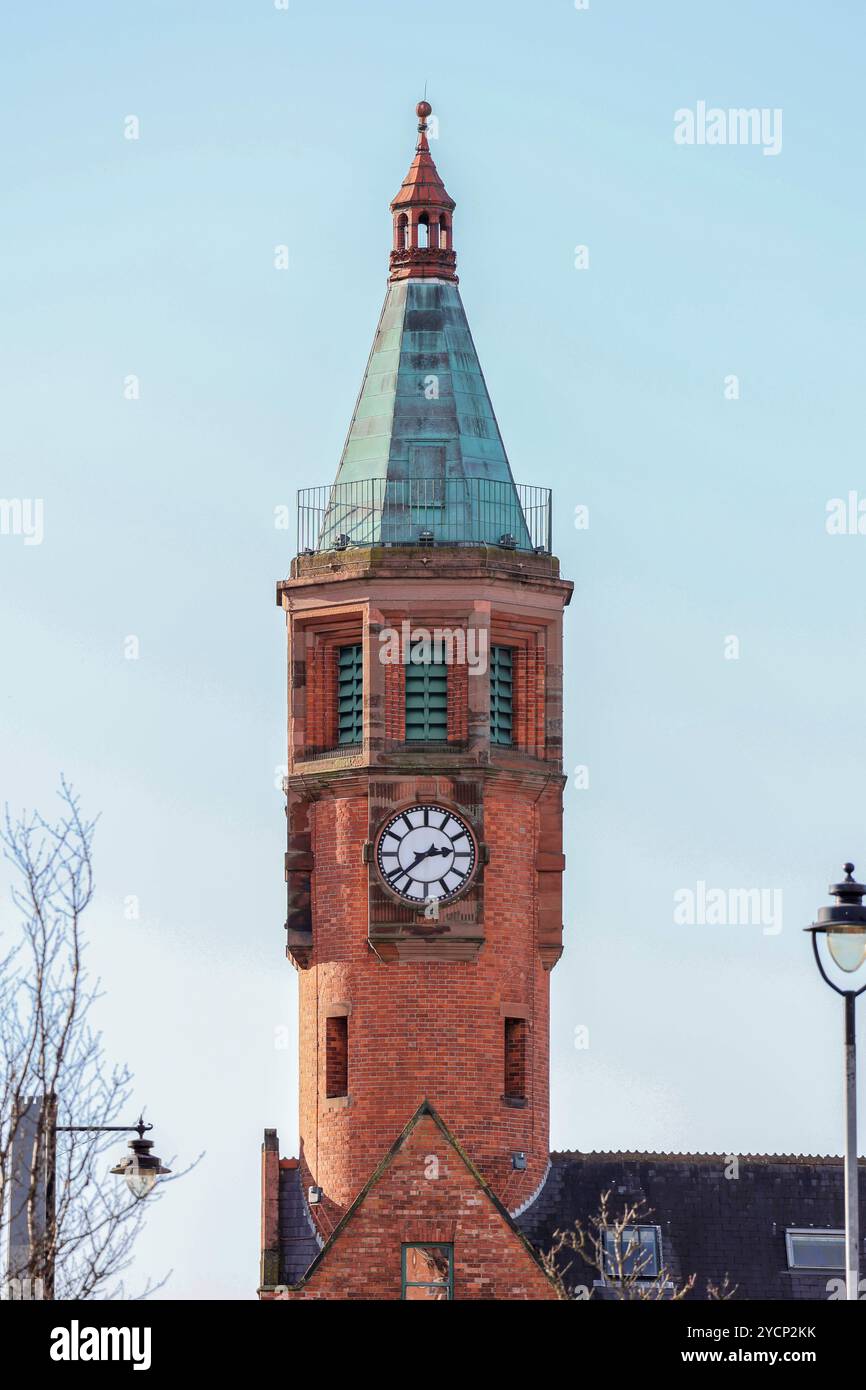 Old red brick clock tower copper roof Belfast Gasworks Belfast ...