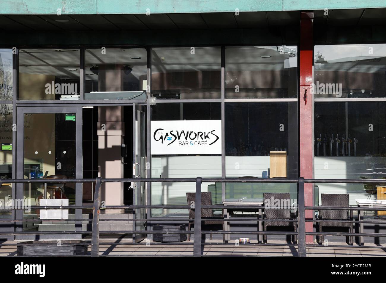 Front entrance to Gasworks Bar & Cafe in former Belfast Gasworks site ...