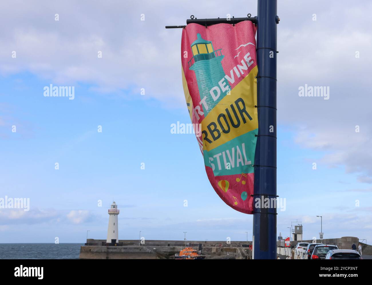Port Devine Harbour Festival banner on lamppost at Donaghadee County ...