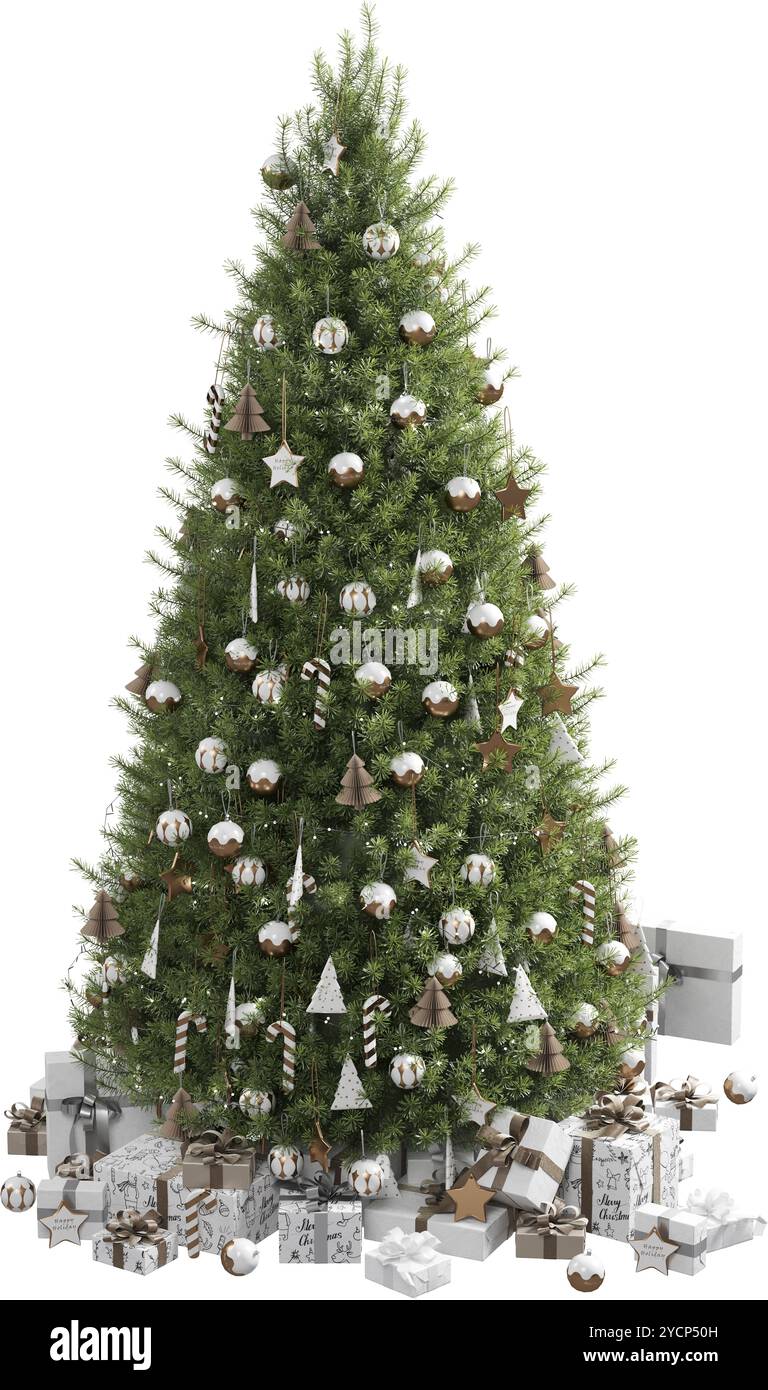 Large Christmas tree with various decorations Stock Photo - Alamy