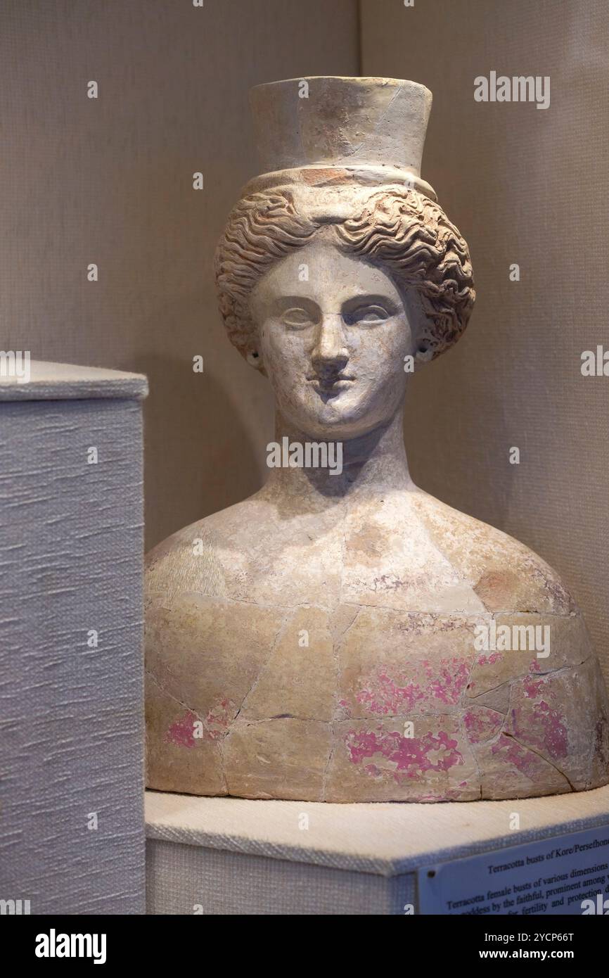 Terracotta busts of kore, Persephone, Archaeological Museum of Aidone ...