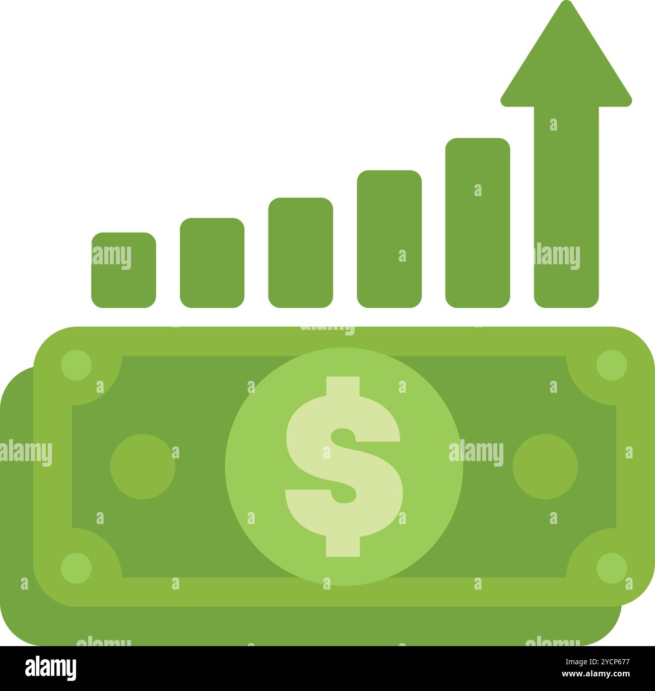 Green dollar bill with a green bar chart growing from it showing ...