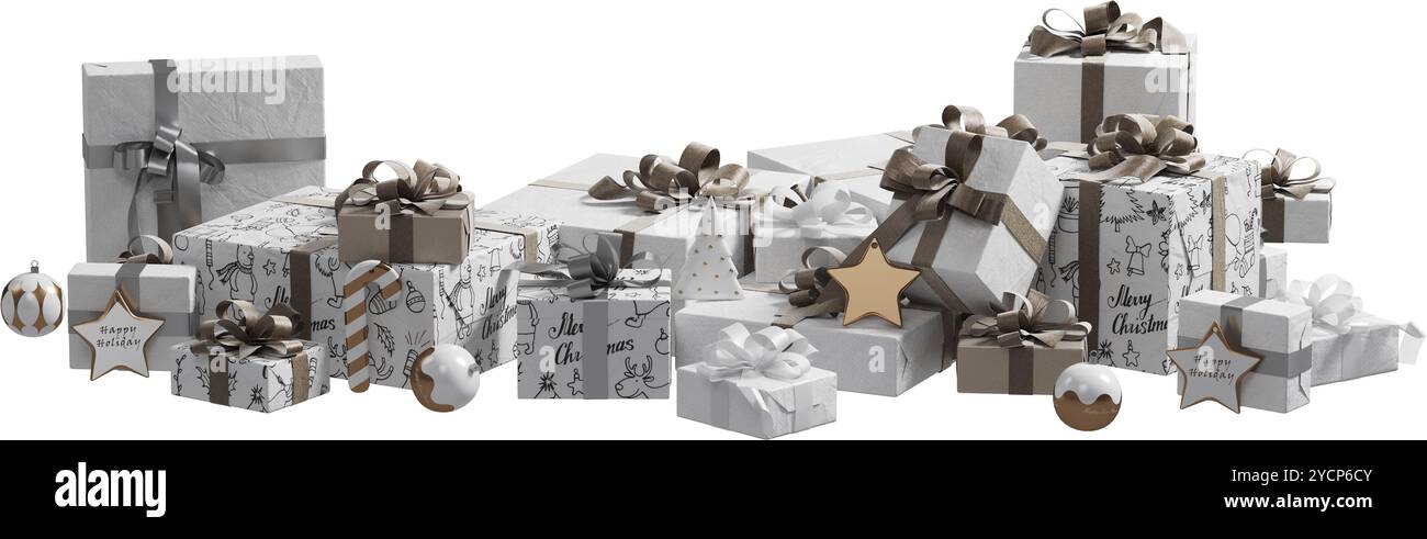 3d gift box merry Cut Out Stock Images & Pictures - Alamy