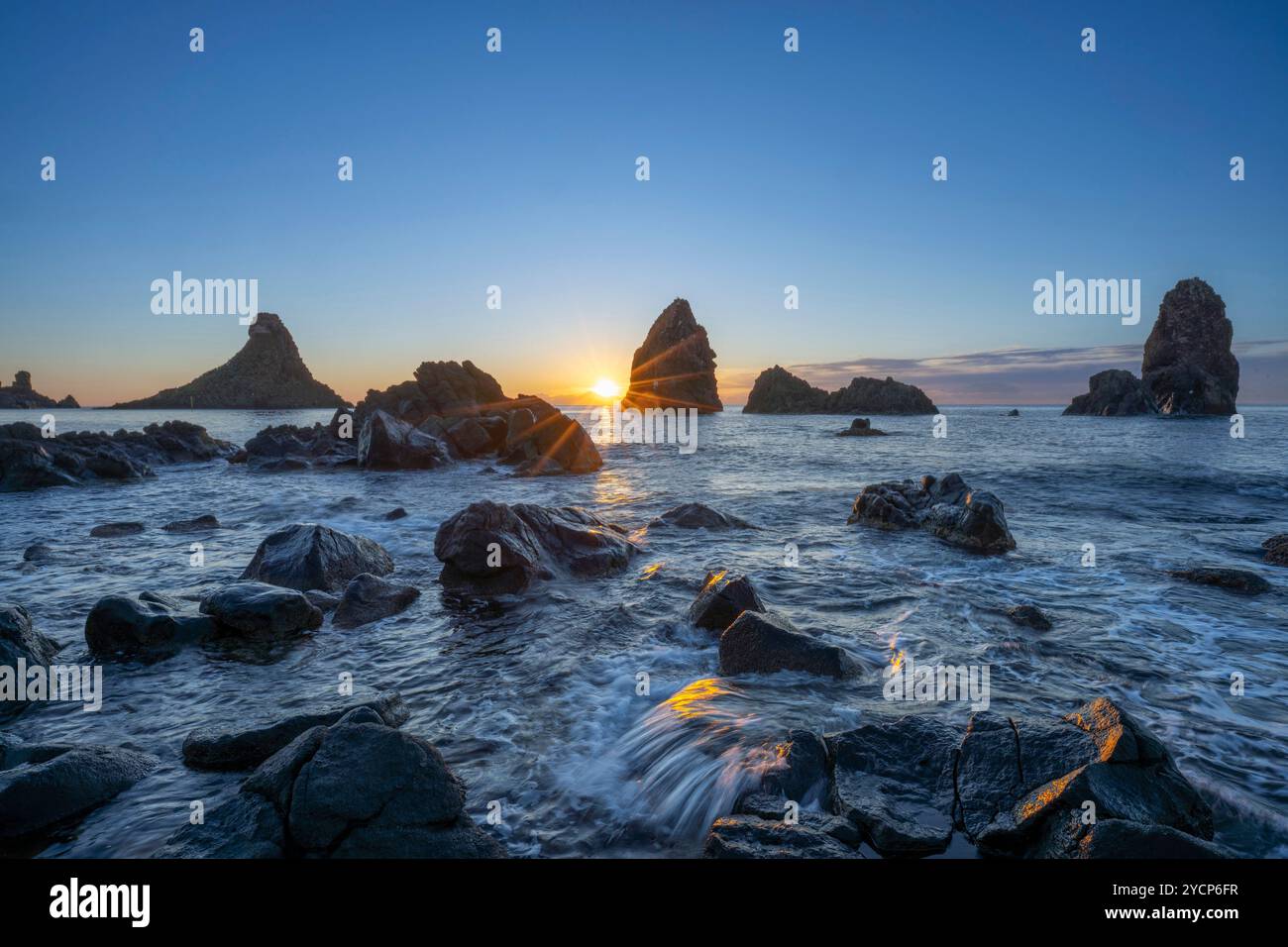 Faraglioni, Cyclops Islands, Aci Trezza, Catania, Sicily, Italy Stock ...