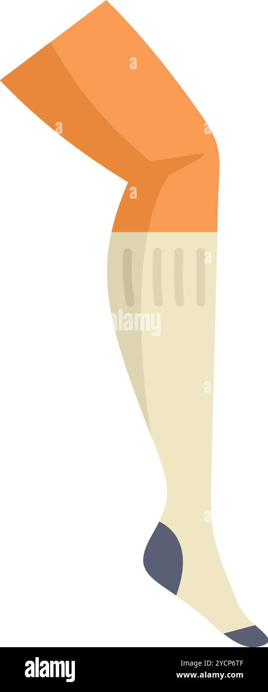 Football soccer player leg wearing long sock icon in flat style on a ...