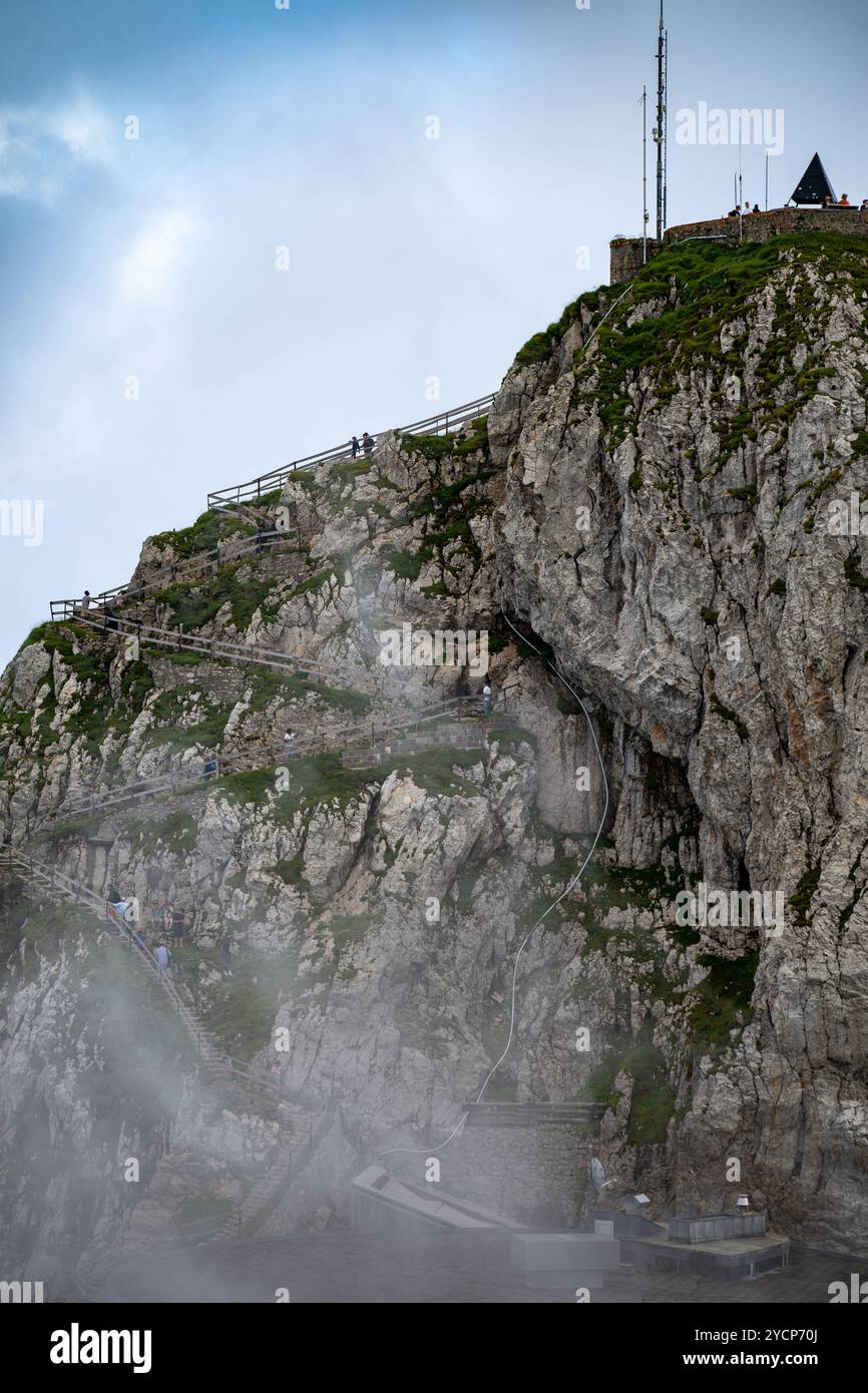 Pilatus mountain peak and Lucerne lake view, alpine peaks of ...