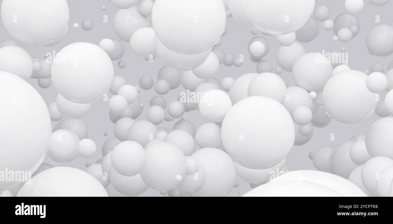 Floating White Spheres on Light Gray Background Stock Photo - Alamy