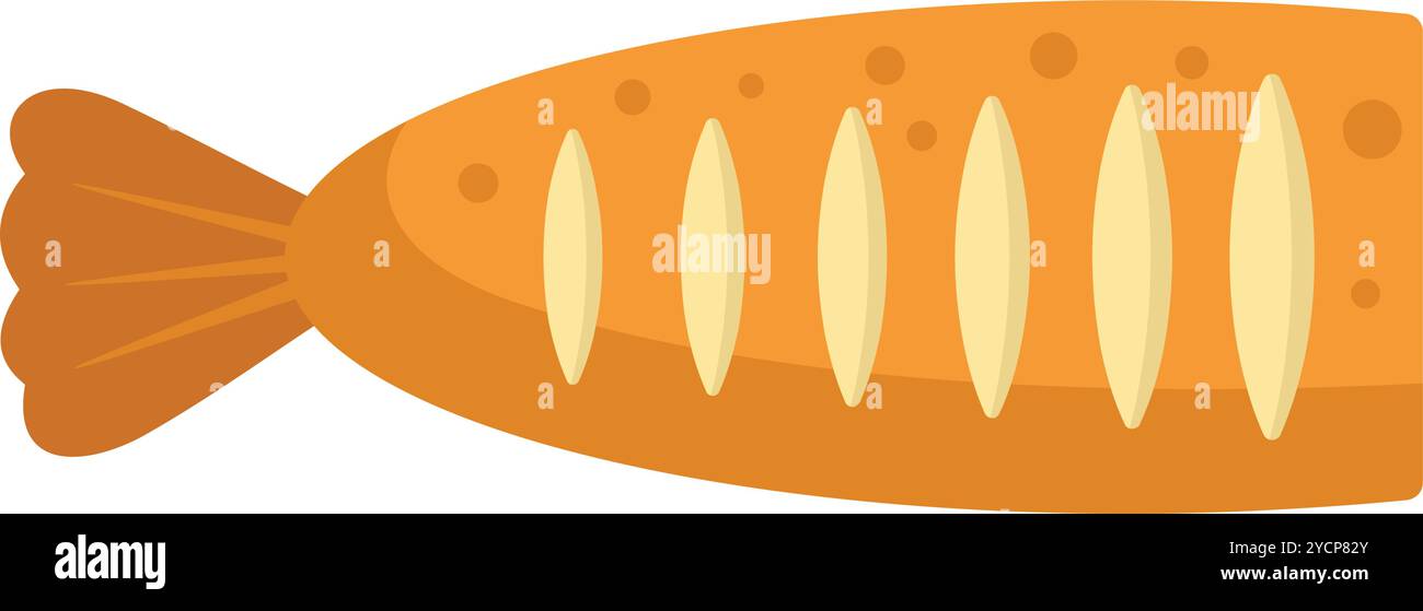 Funny fish shaped bread loaf with fins baking icon in flat design ...