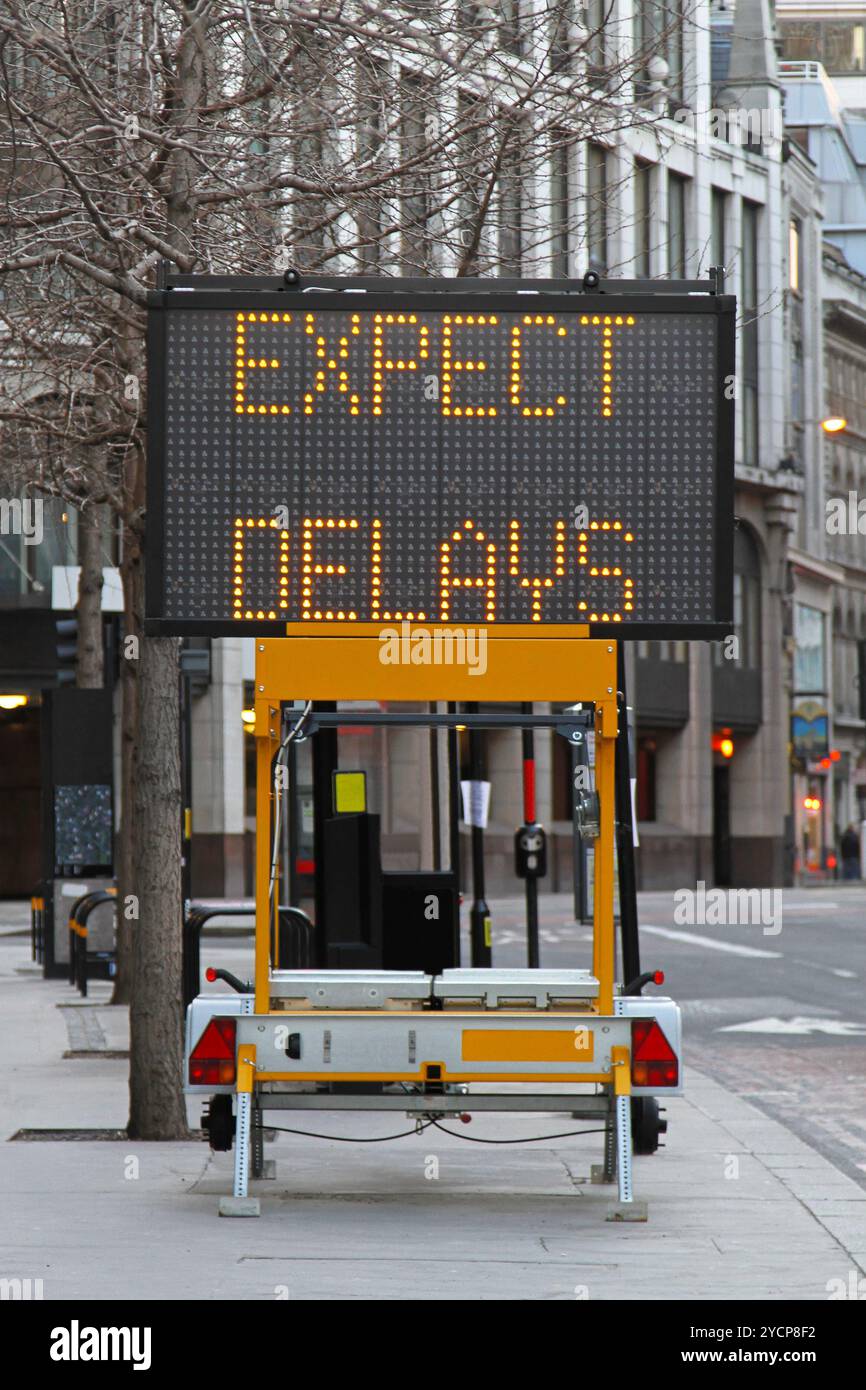 Expect delays information display for traffic warning Stock Photo - Alamy
