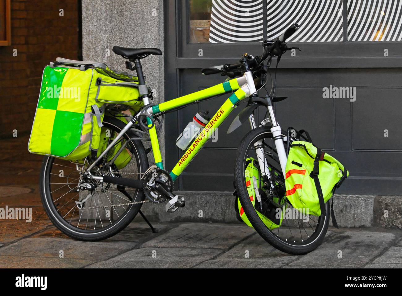 Ambulance bicycle for emergency service with equipment Stock Photo - Alamy