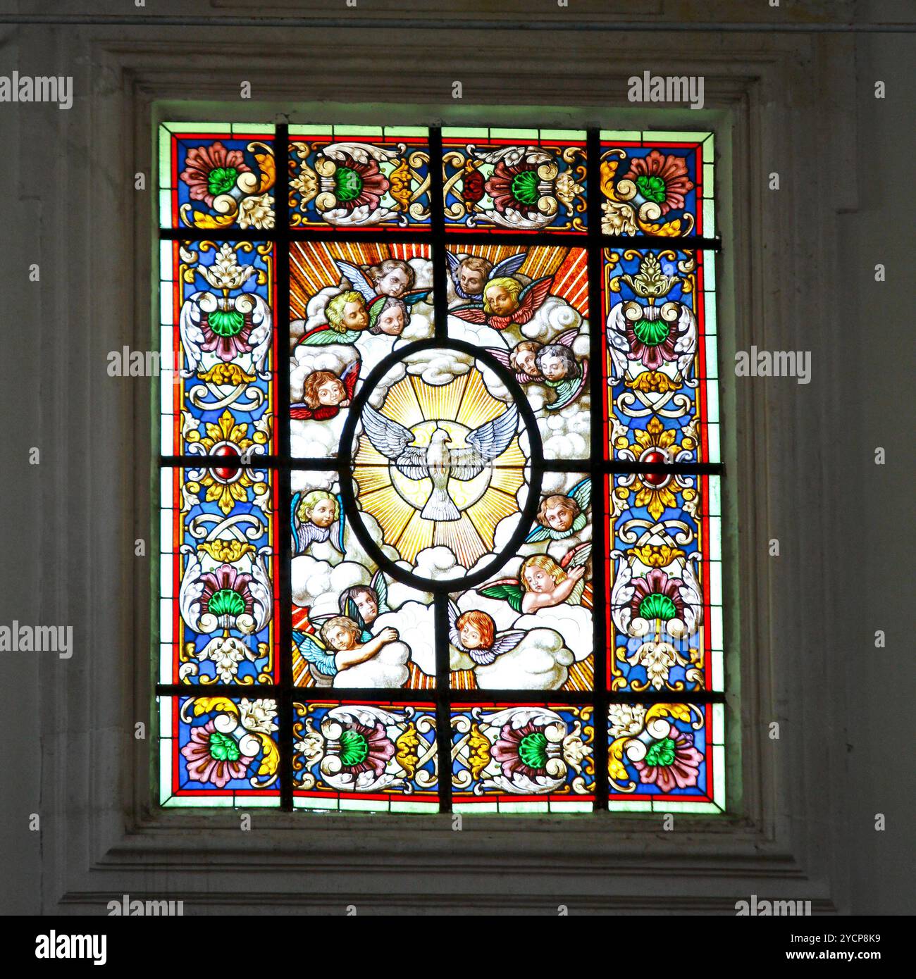 Stained glass window at Christian church Stock Photo - Alamy