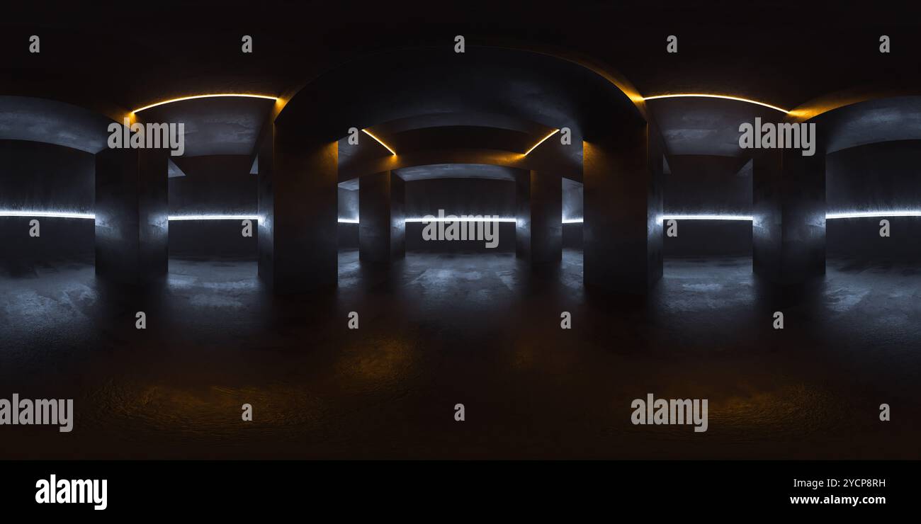 Futuristic Underground Space with Illuminated Walls Stock Photo - Alamy