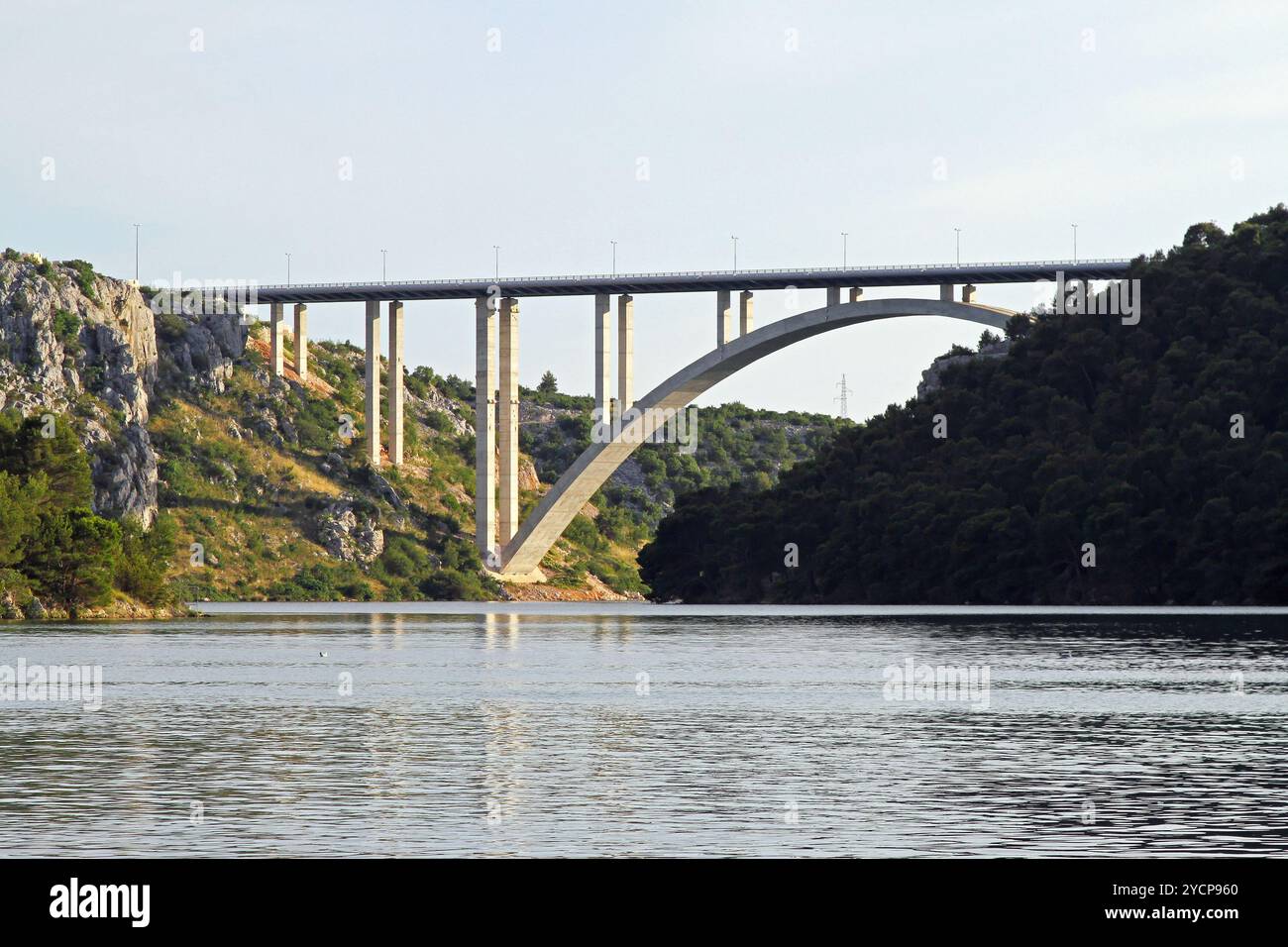 New concrete arch bridge at river Krka Stock Photo - Alamy