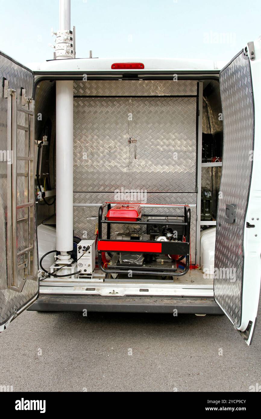 Van for emergency situations with portable power unit Stock Photo - Alamy