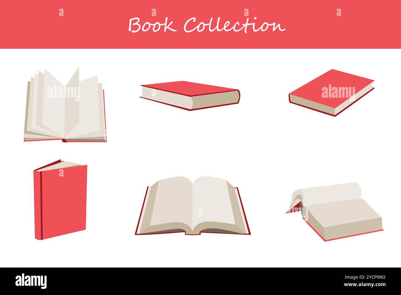 book collection in different poses. Vector illustration Stock Vector ...