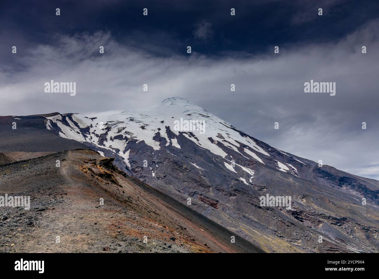 Osorno volcano in Chile. The ring of Fire volcano crater and lava on ...