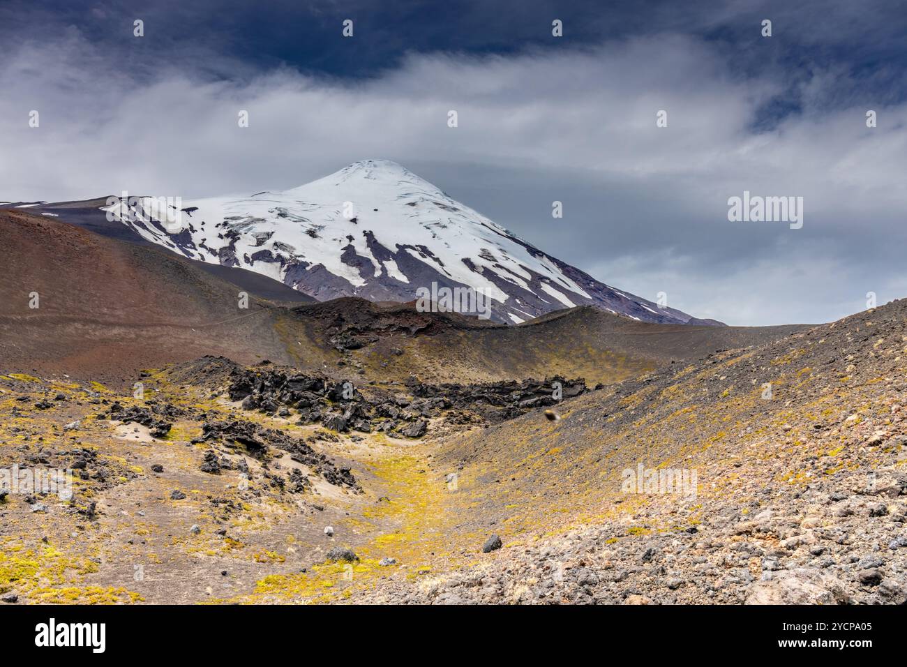 Osorno volcano in Chile. The ring of Fire volcano crater and lava on ...