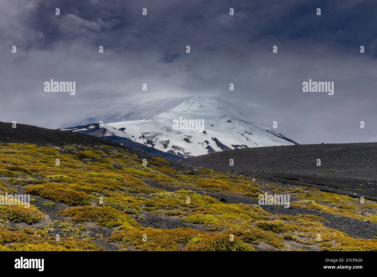 Osorno volcano in Chile. The ring of Fire volcano crater and lava on ...
