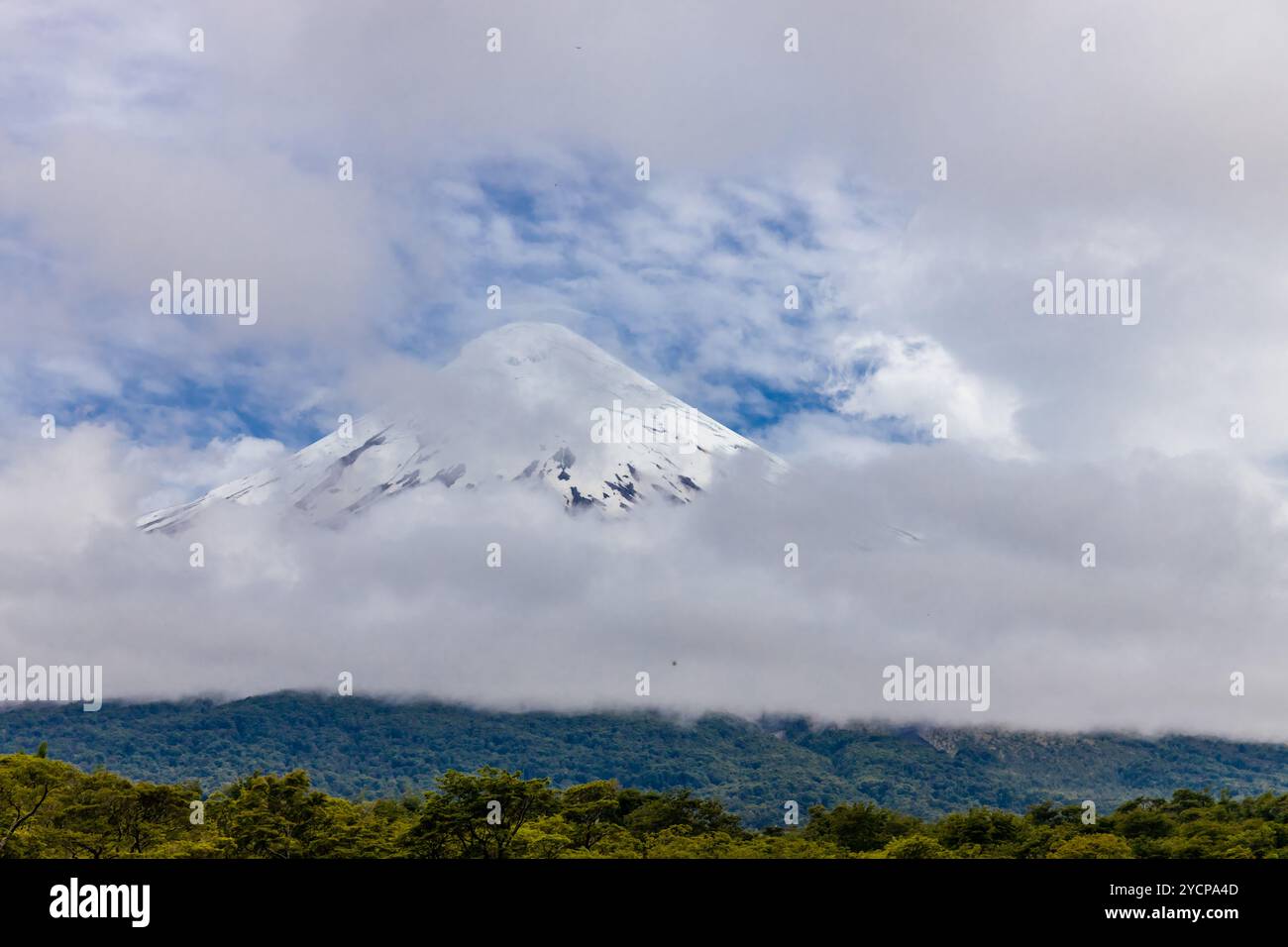 Osorno volcano in Chile. The ring of Fire volcano crater and lava on ...