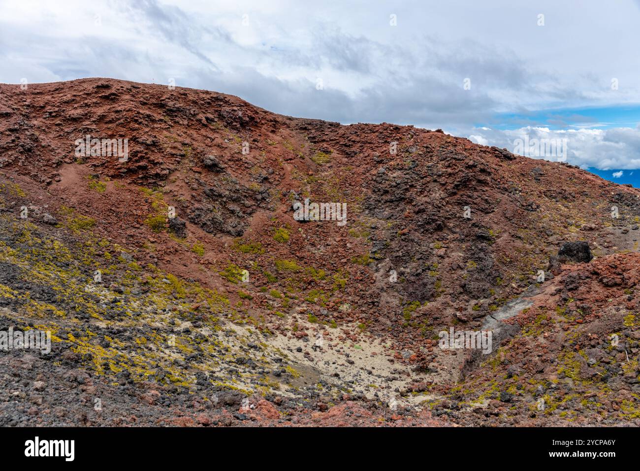 Osorno volcano in Chile. The ring of Fire volcano crater and lava on ...