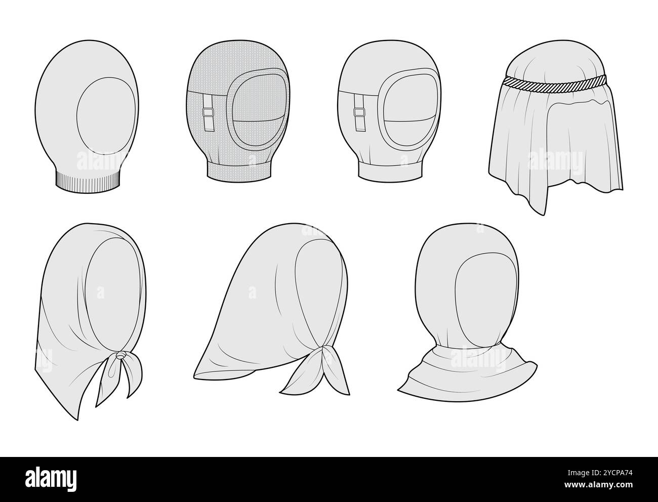 Set of full head and face Hats and Scarfs - Headscarf, Balaclava ...