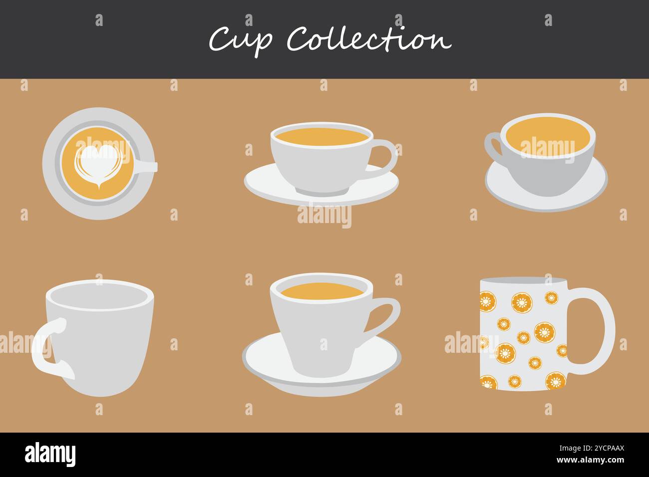 cup collection in different poses. Vector illustration Stock Vector ...